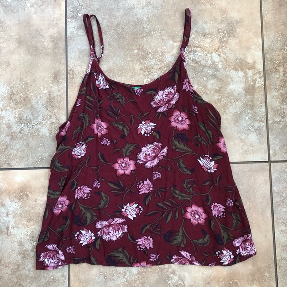 dip | Tops | Dip Womens Xl Maroon Floral Tank Top | Poshmark